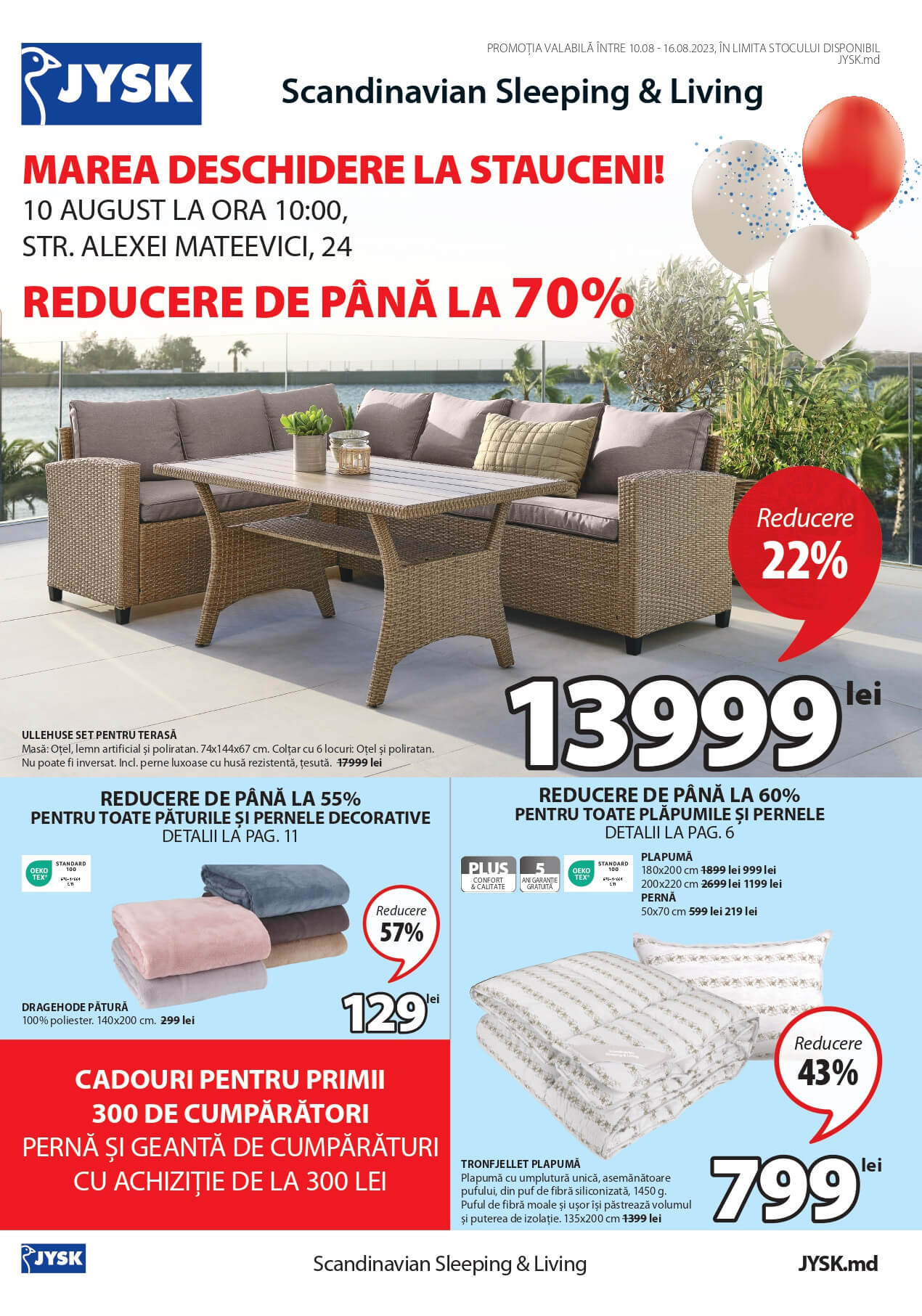 Catalog JYSK: Deschidere la Stăuceni - reduceri Moldova